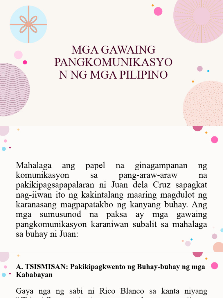 Mga Gawaing Pangkomunikasyon NG Mga Pilipino | PDF