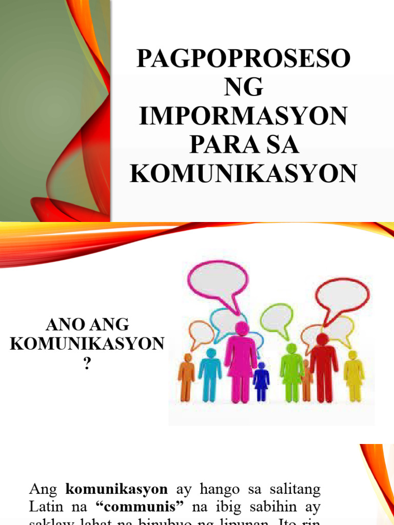 Pagpoproseso NG Impormasyon para Sa Komunikasyon | PDF