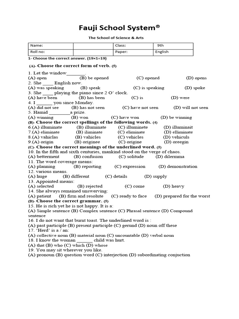 9 Class Final English Paper 2023 | PDF | Prophets And Messengers In ...