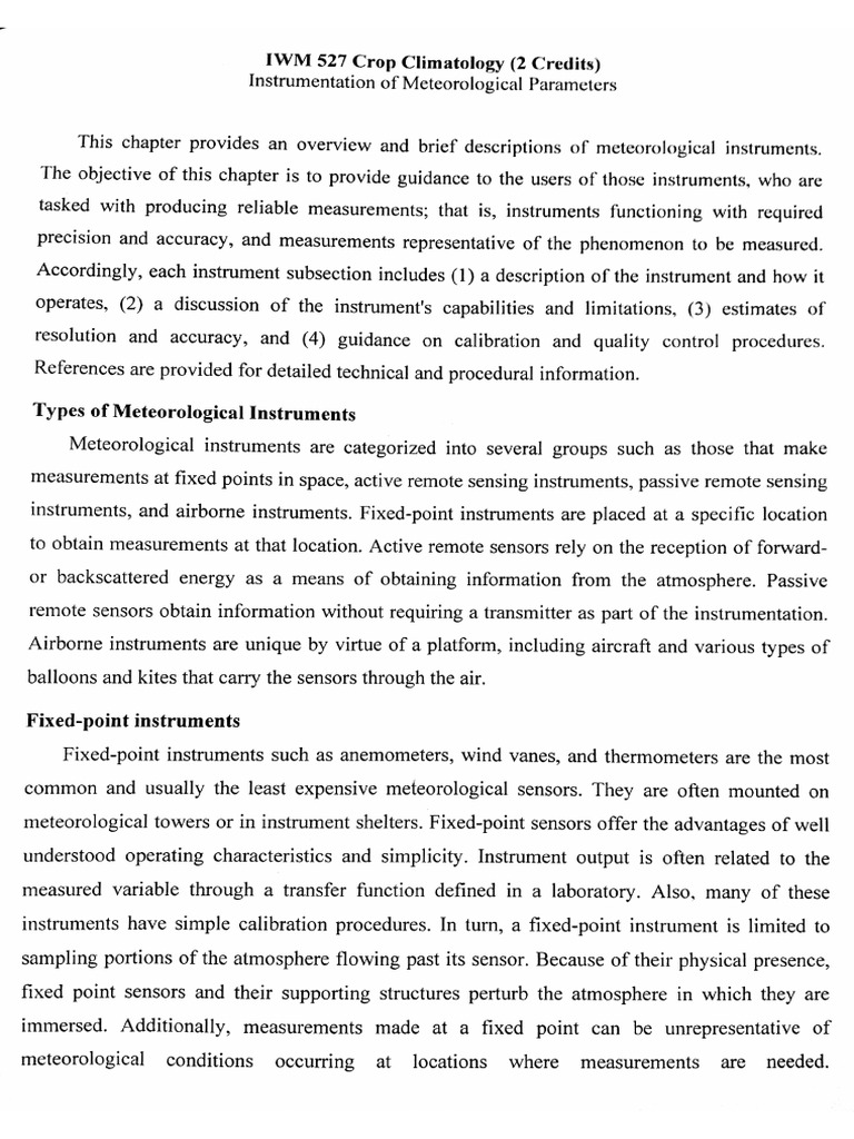 Instrumentation of Meteorological Parameters PDF | PDF