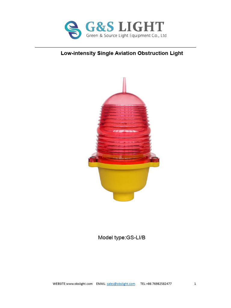 GS-LI-B Low-Intensity Single Aviation Obstruction Light | PDF | Light ...