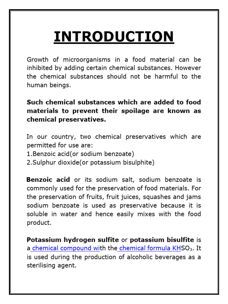Chemistry Project | PDF | Food Preservation | Sulfur