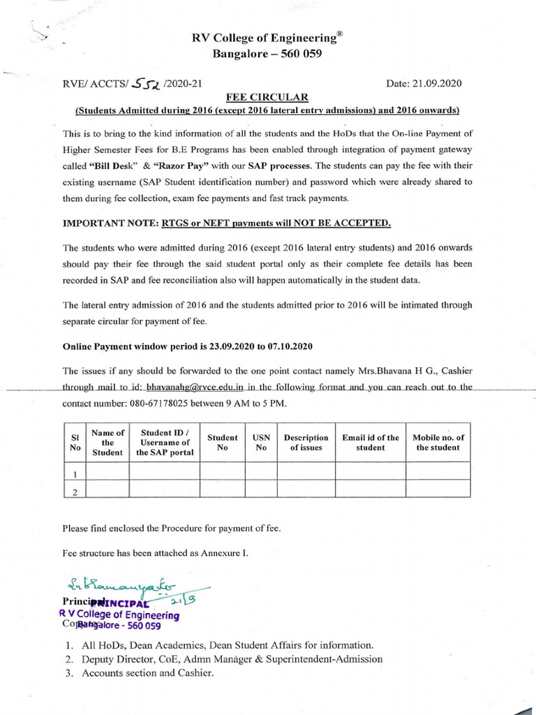 Fee Circular 21092020 | PDF