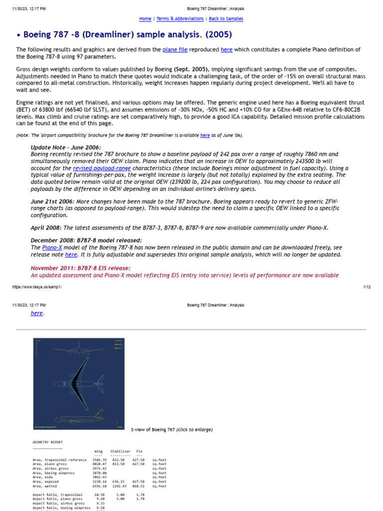 Boeing 787-8 Specifications Overview | PDF | Drag (Physics) | Vehicles