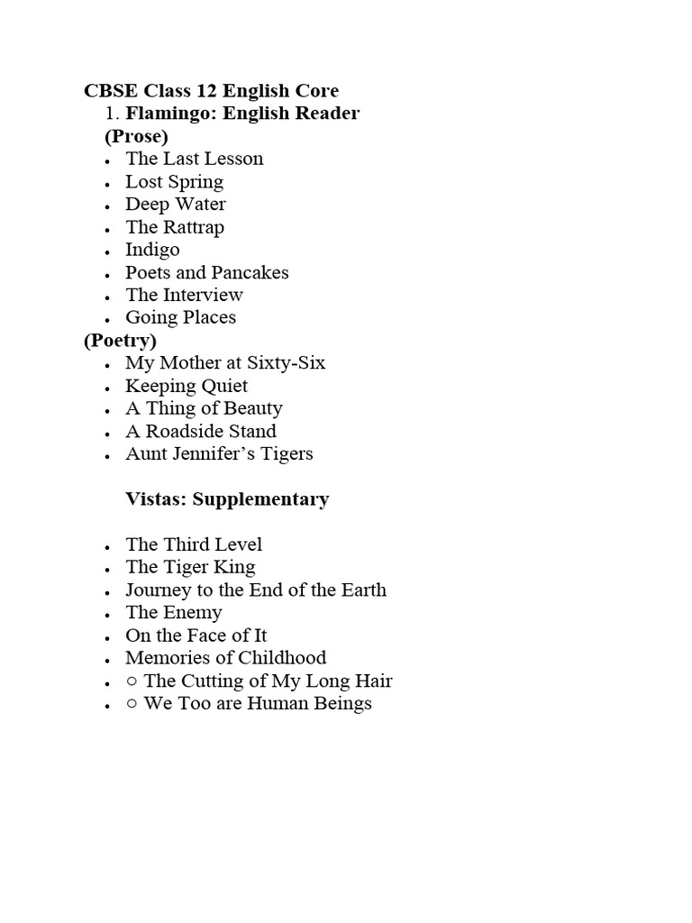 CBSE Class 12 English Core | PDF | Poetry