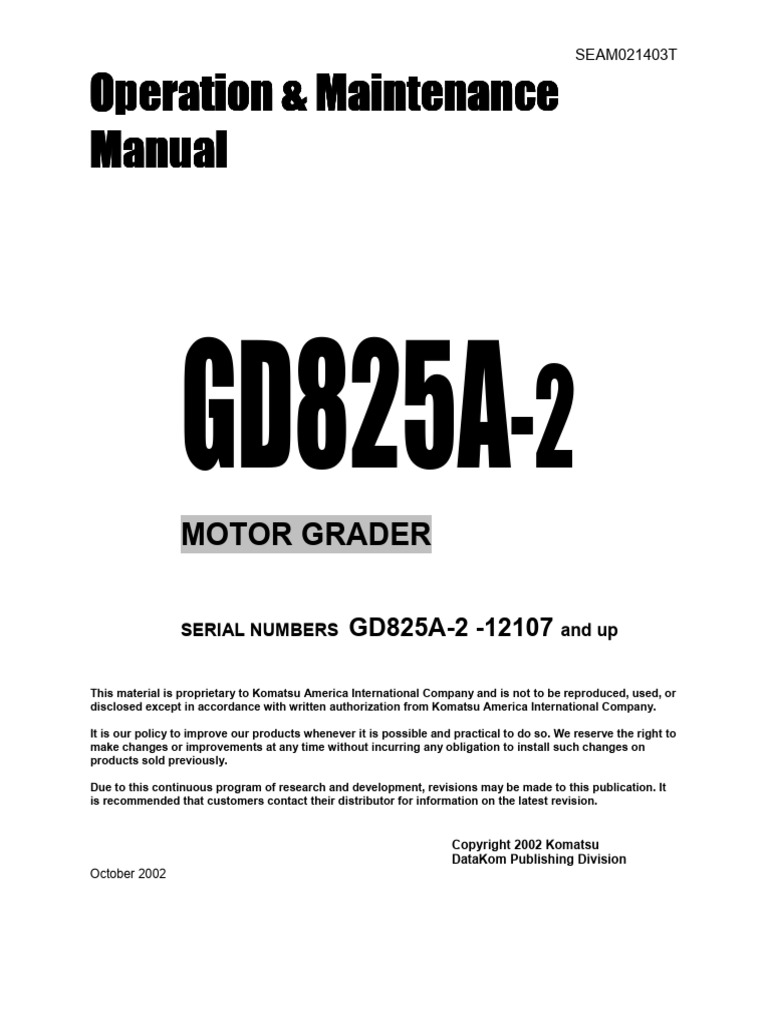 Manual de Operación GD825A-2 | PDF | Safety | Asbestos
