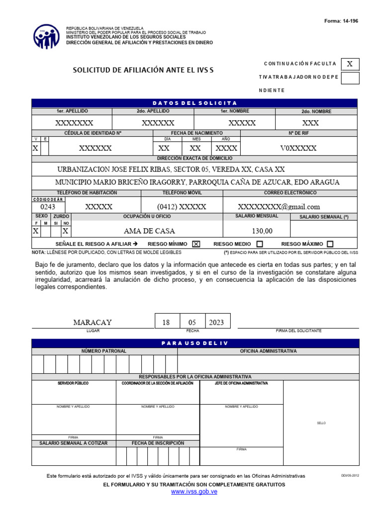 Planilla Editable Ivss 14-196 | PDF