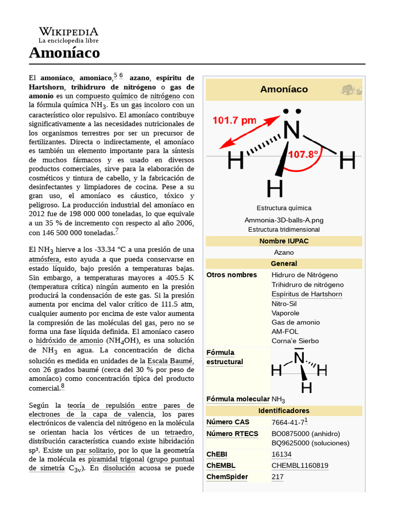 Amoníaco | PDF | Amoníaco | Ácido