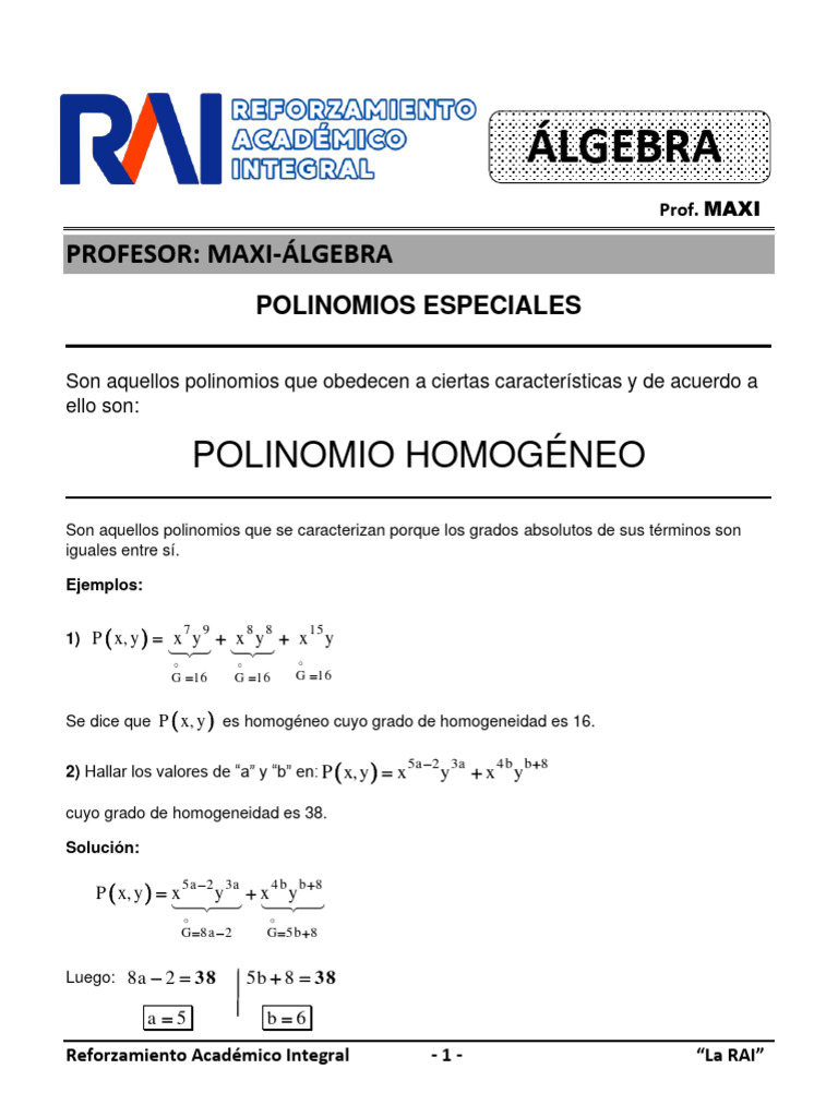 Polinomios: Guía de Estudio Avanzada | PDF | Algoritmos | Ciencia ...