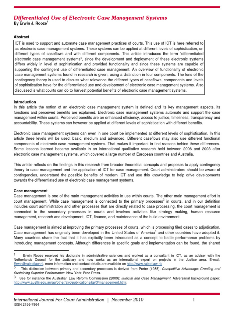 Differentiated Use of Electronic Case Management S | PDF | Automation ...