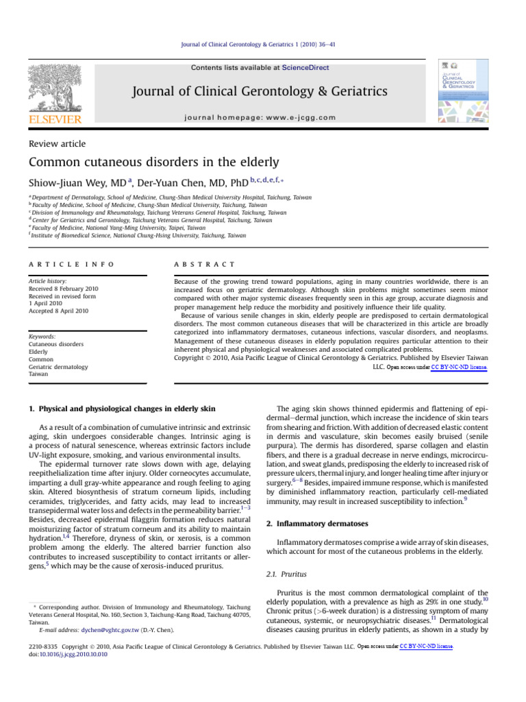 Common Cutaneous Disorders in Elderly | PDF | Candidiasis | Dermatitis