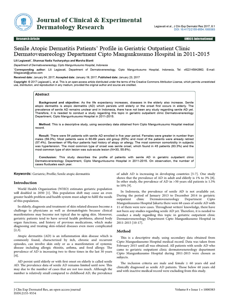 Senile Atopic Dermatitis at RSCM | PDF | Allergy | Dementia