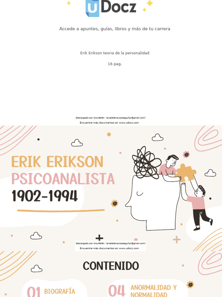 Teoría de la personalidad de Erikson | PDF | Adultos | Psicoanálisis
