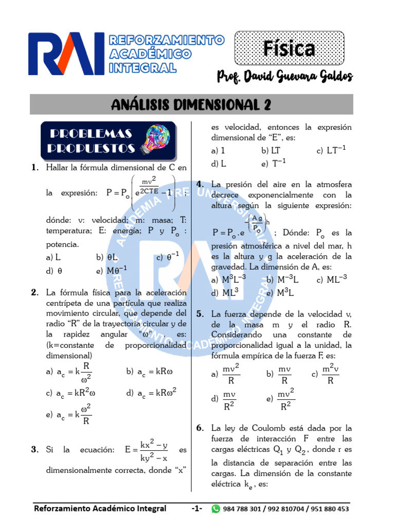 Análisis Dimensional 2 | PDF | Aceleración | Velocidad