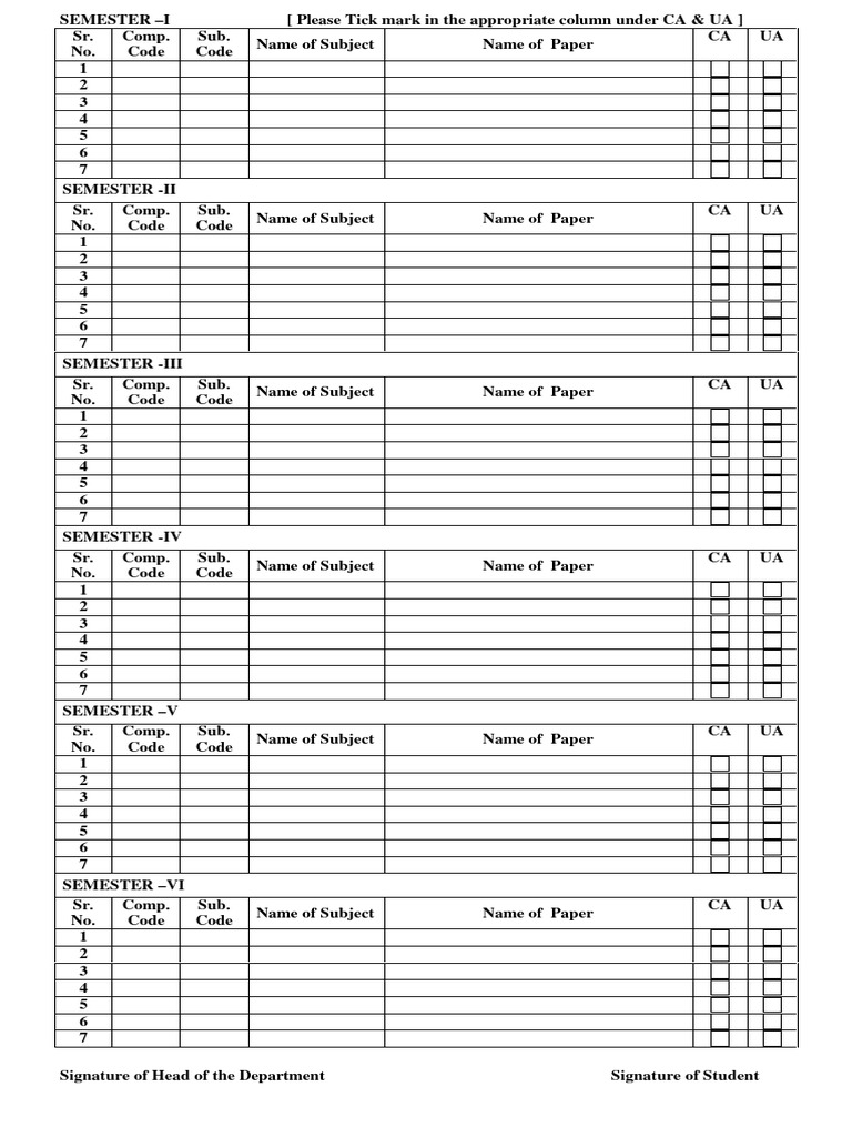 Blank Form For Three Year - 6 Semester Pattern (Bca - BBM - Bba - Mca ...