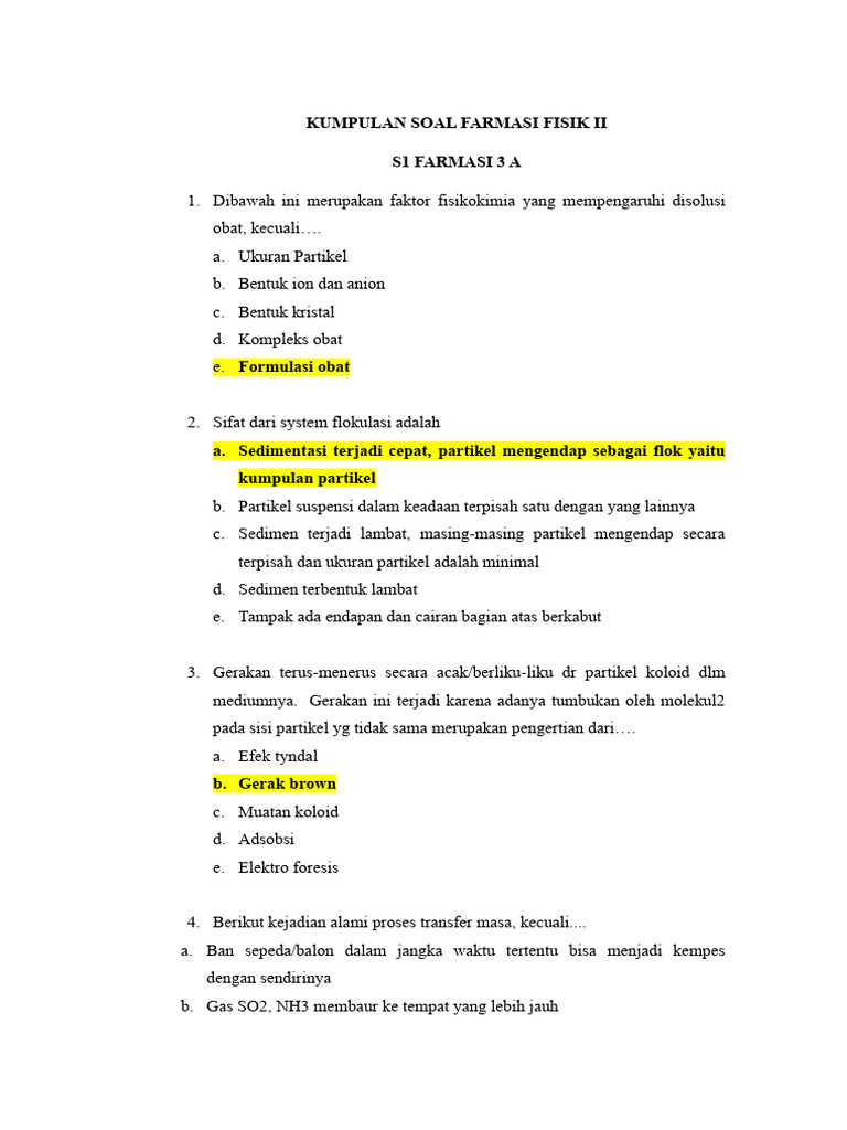 Soal Farmasi Fisik II - 3A | PDF