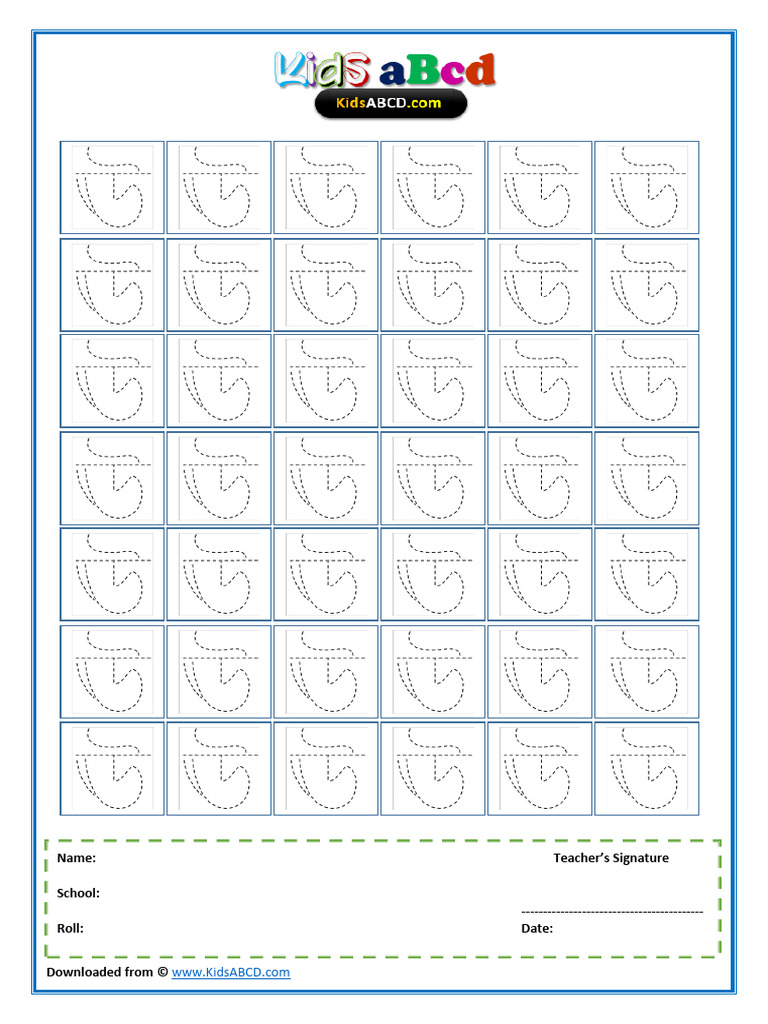 Bangla Alphabet Tracing Sheet U | PDF