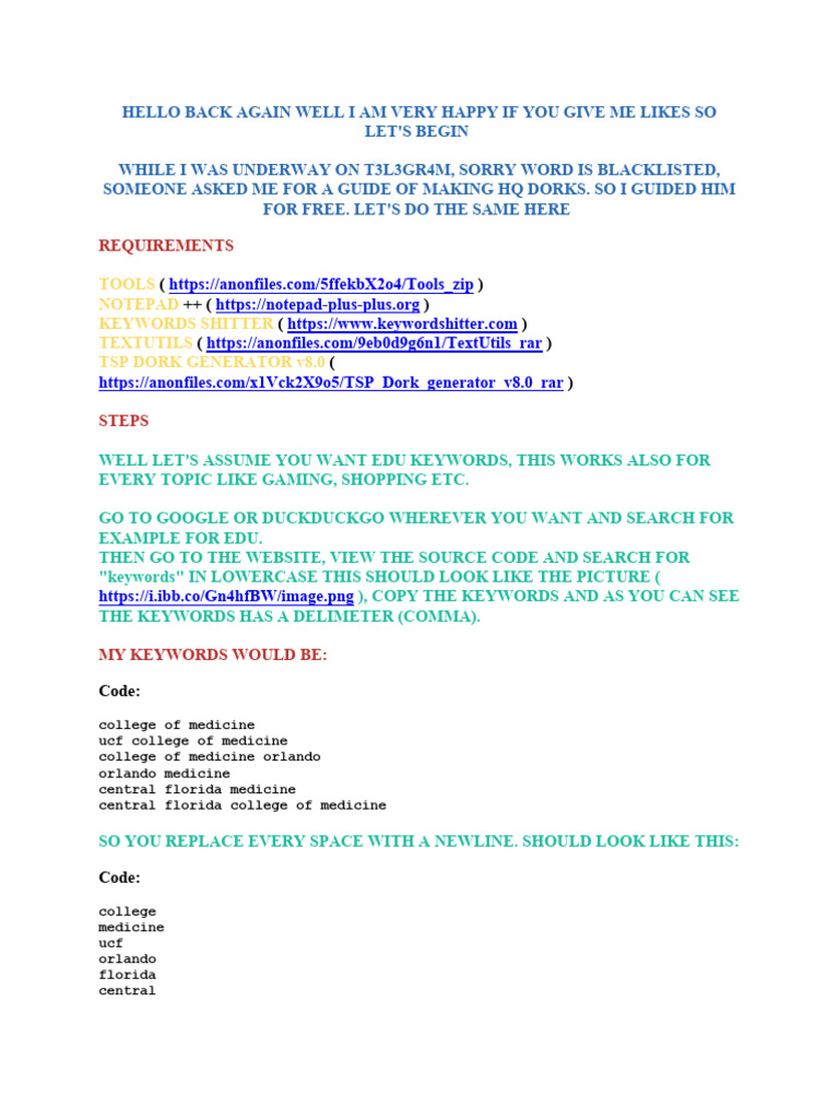 How To Make HQ Dorks & Keywords - My Method | Download Free PDF | Computing | System Software