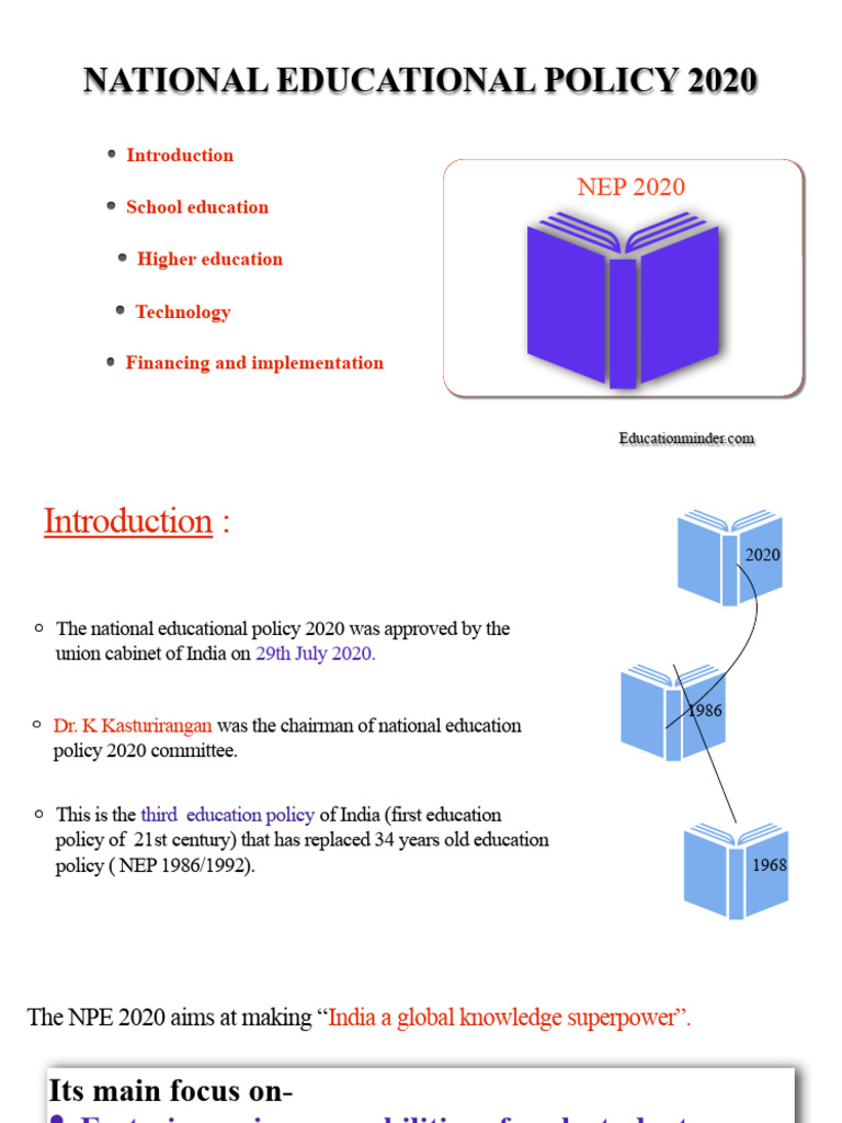National Educational Policy 2020 School Education Higher Education