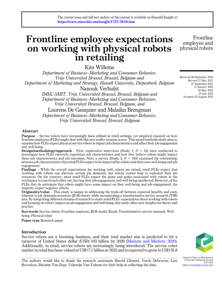 Frontline Employee Expectations | PDF | Robotics | Robot