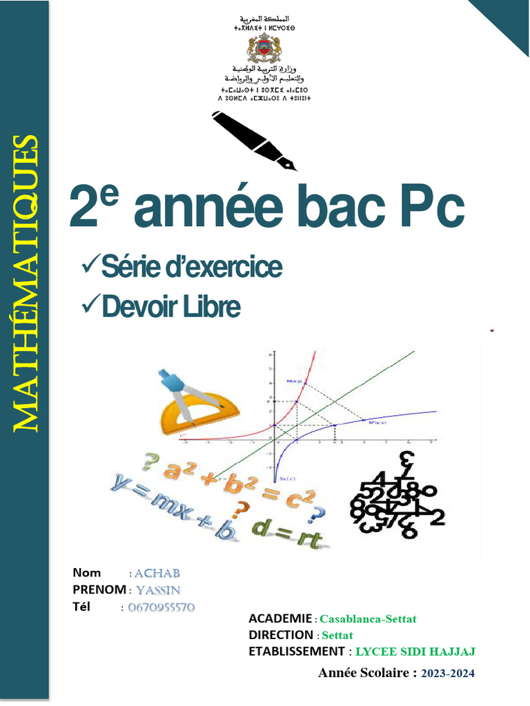Série D'exercice +devoir Libre - Bac PC | PDF | Fonction (Mathématiques) | Tangente (géométrie)