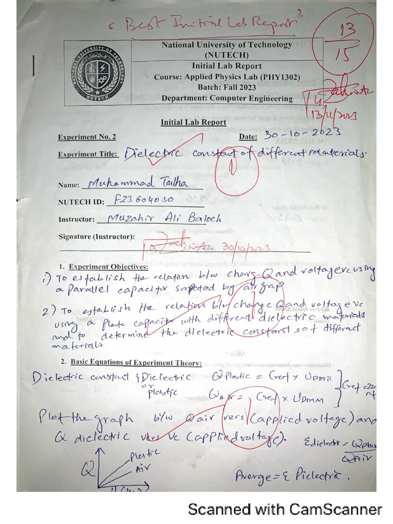 Ap Lab Report (Dielectric) | PDF