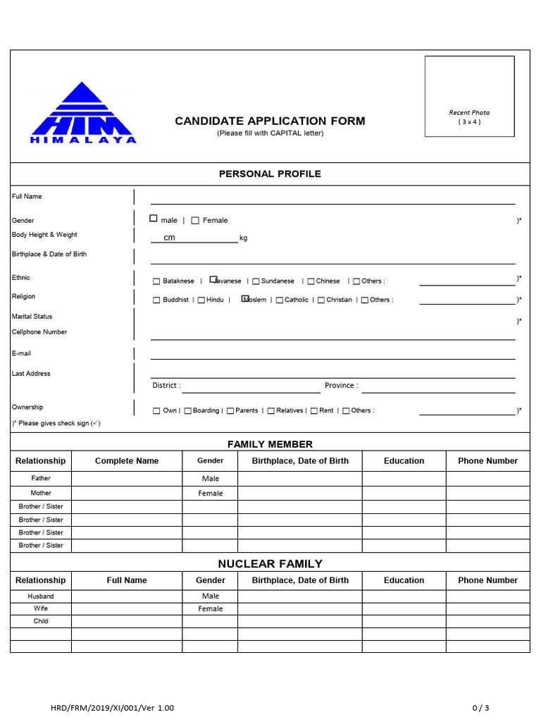 Form Data Diri NEW | PDF