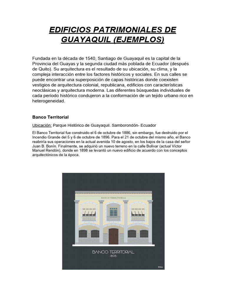 Ejemplos de Edificios Patrimoniales de Guayaquil | PDF | Ecuador