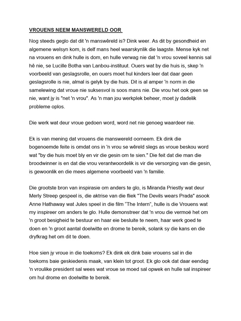 Afrikaans Taak Gr.9 Toespraak | PDF