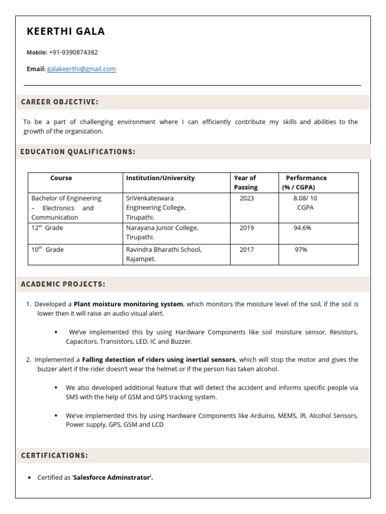 Keerthi Gala: Career Objective | PDF | Computers