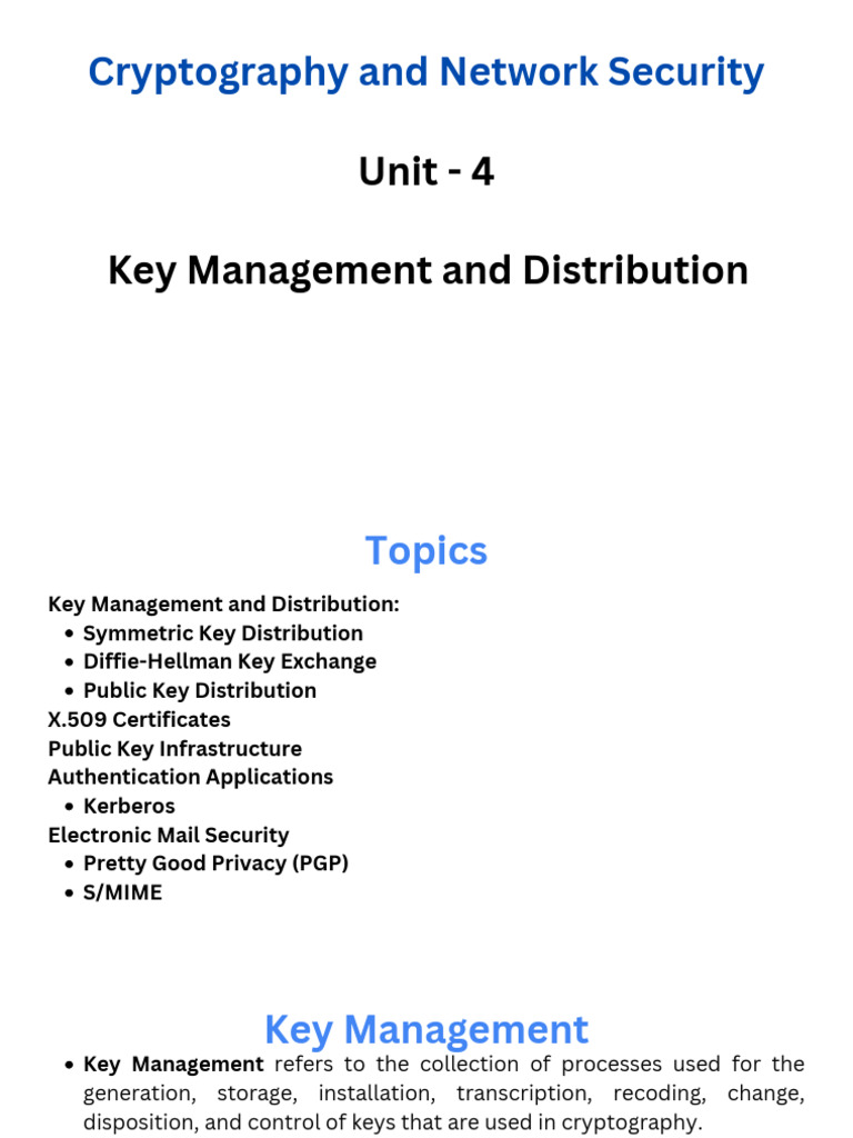 CNS Unit 4 FS | PDF | Public Key Cryptography | Key (Cryptography)