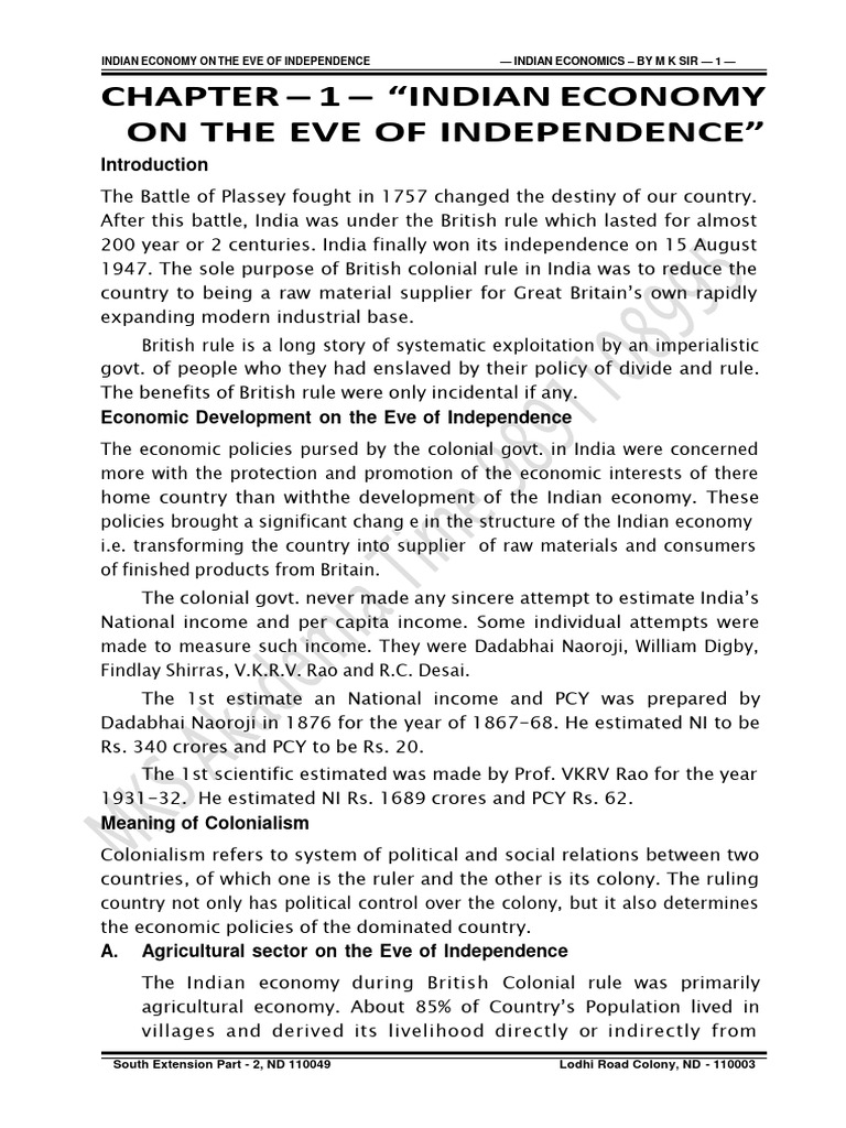 Indian Eco - Chap 1 & 2 | PDF | Economic Growth | Economy Of India