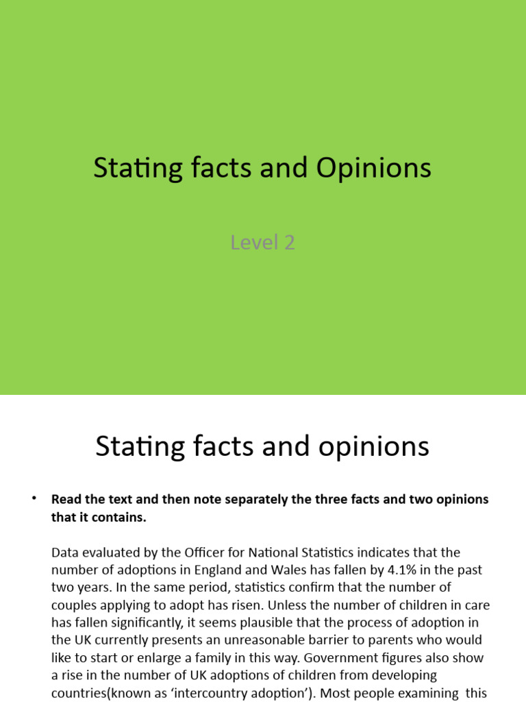 Facts and Opinions on UK Adoption Trends | PDF | Evidence | Verb
