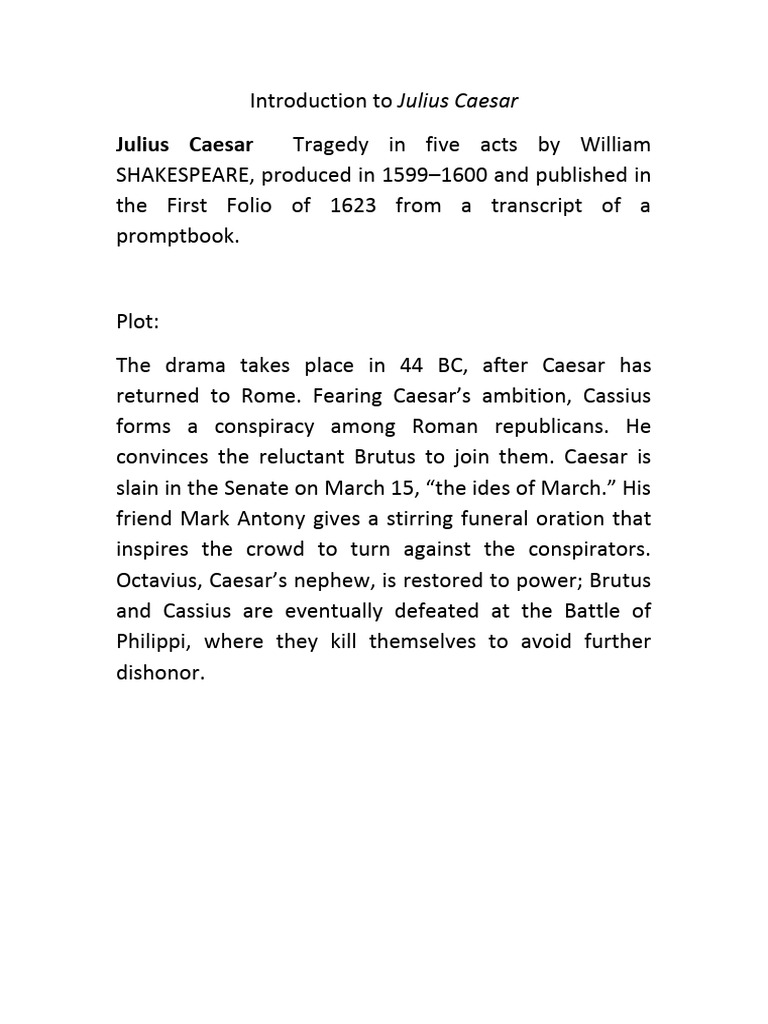 Julius Caesar Tragedy in Five Acts by William | PDF | Julius Caesar ...