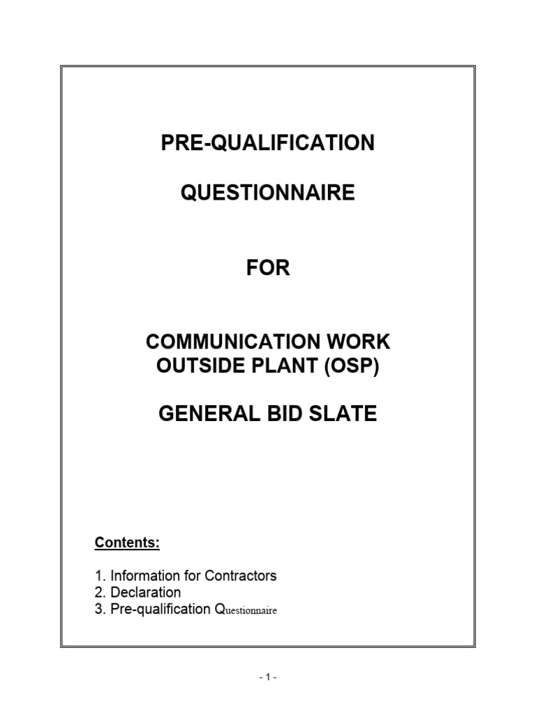Communication Work Outside Plant OSP PQQ | PDF | Résumé | Quality Assurance
