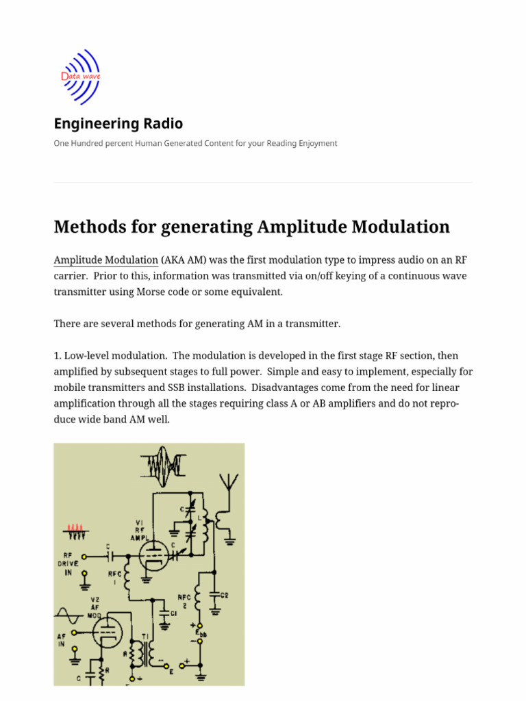 Methods For Generating Amplitude Modulation | PDF