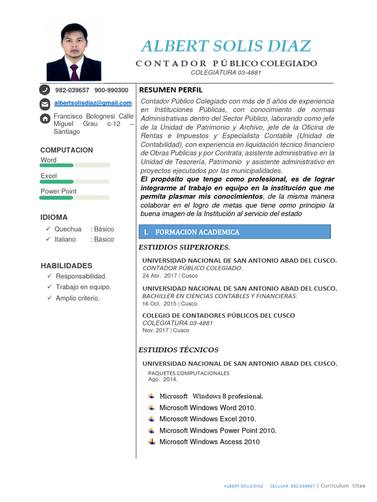 CV Albert SD | PDF | Contabilidad | Contador