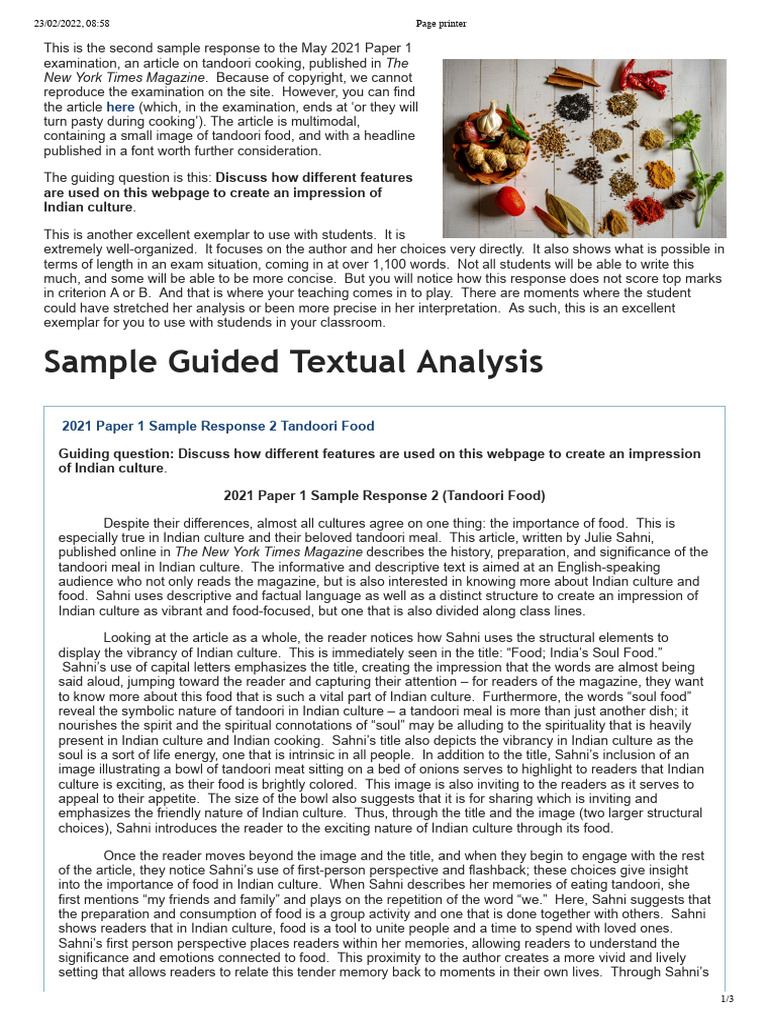 Paper 1 Sample Response 2021 | PDF
