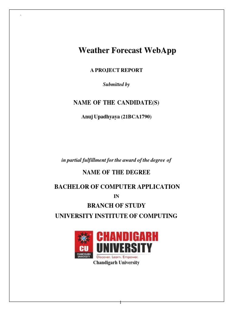 Project Report Wheather Forecast Web Application | PDF | Model–View ...
