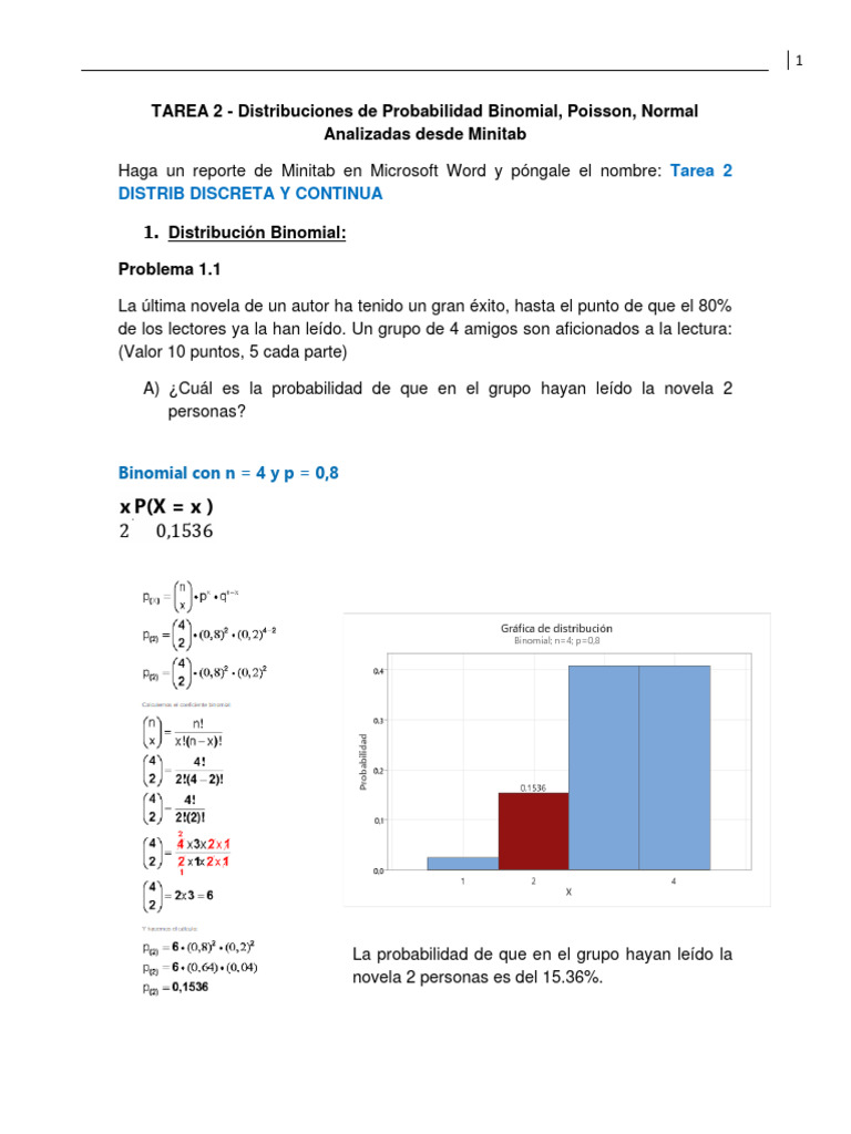 Tarea 2 Distribuciones de Probabilidad Con Minitab | PDF | Intervalo de ...