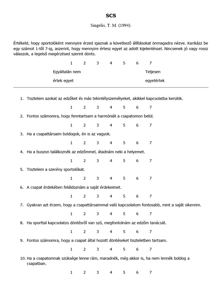 Én-Szerkezetek - Self-Construal Scale | PDF