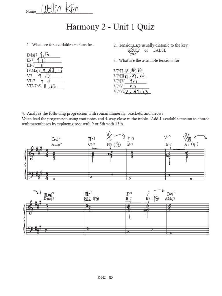 Quiz 1 | PDF | Harmony | Chord (Music)