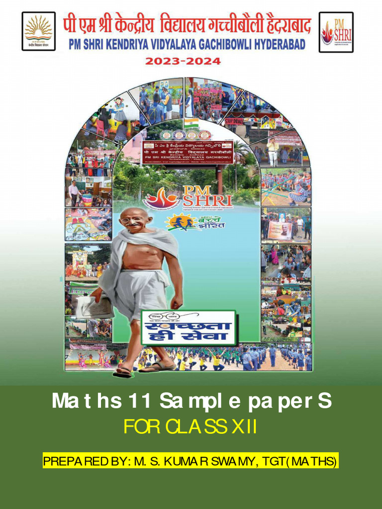 Pm Shri Kv Gachibowli Maths Class Xii 11 Sample Papers For Practice Pdf Matrix Mathematics 