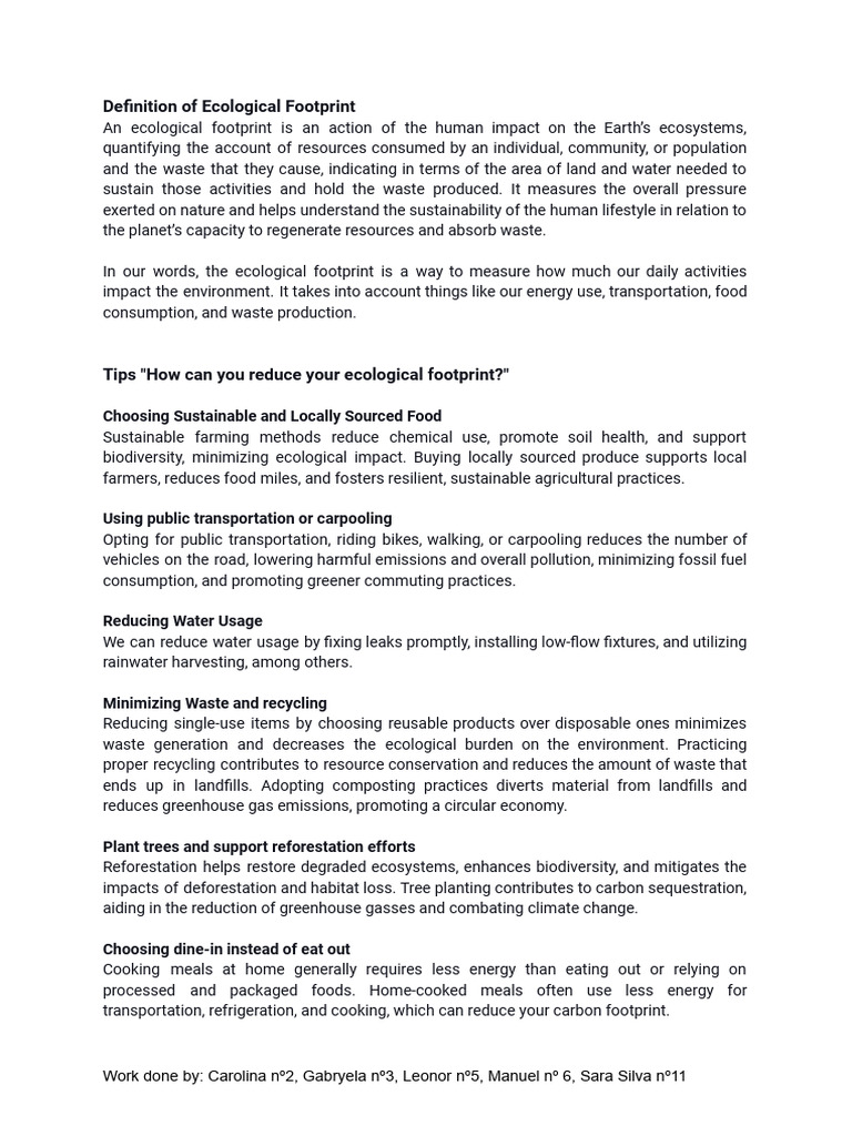 Ecological Footprint. | PDF | Waste | Climate Change Mitigation