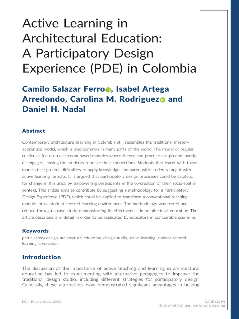 Active Learning in Architectural Education: A Participatory Design ...