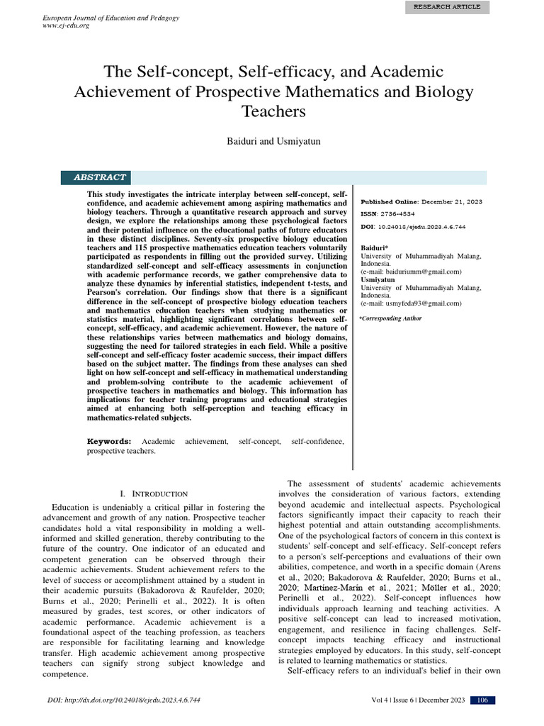 Self-Concept Self-Efficacy and Academic Achievemen | PDF | Self ...