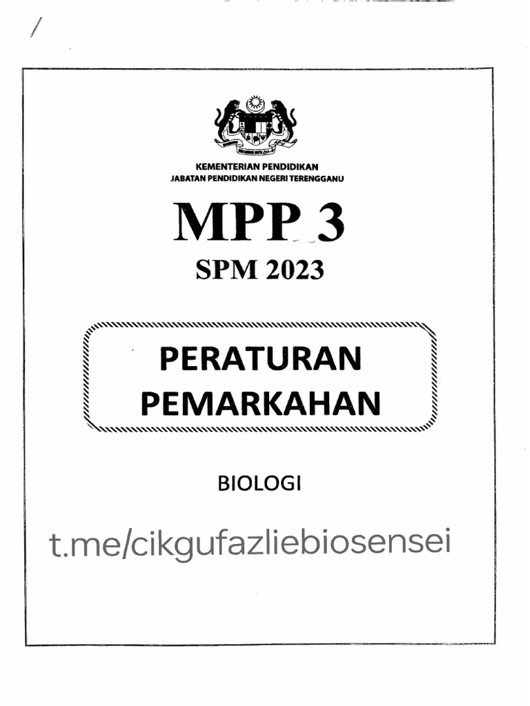 2023 MPP3 Terengganu Biologi K1 K2 Skema | PDF