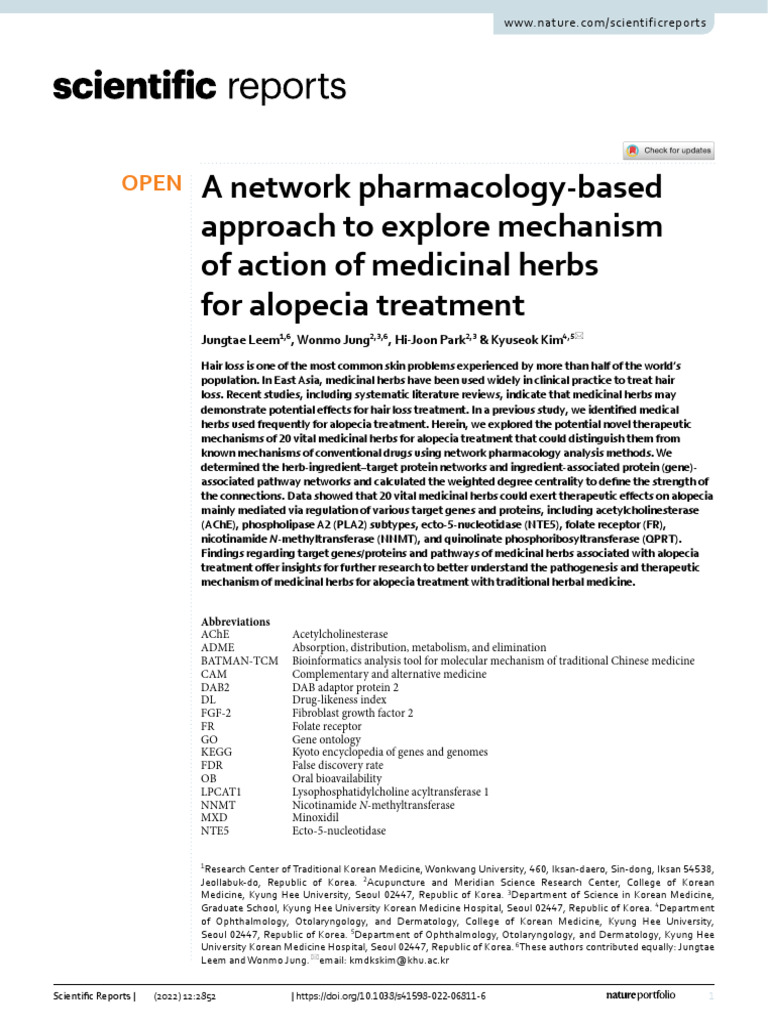A Network Pharmacology Based Approach To Explore Mechanism of Action of Medicinal Herbs For ...