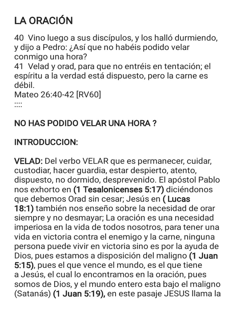 No Has Podido Velar Una Hora | PDF | Oración | Jesús