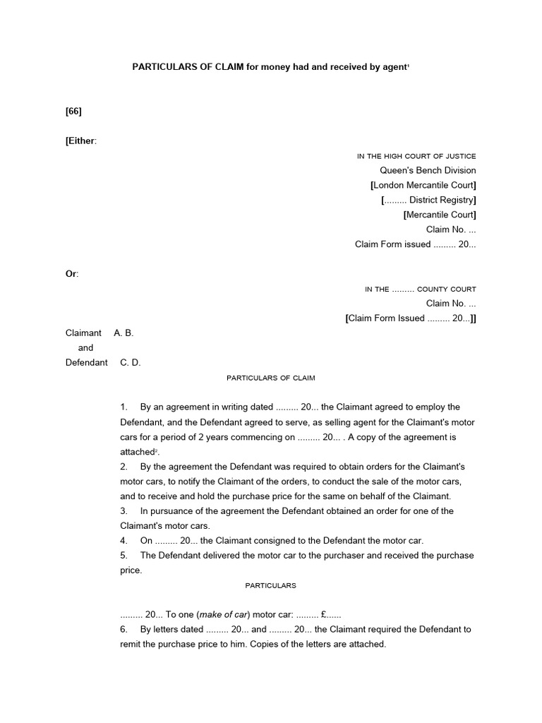 Claim for Money Had and Received | PDF | Private Law | Courts